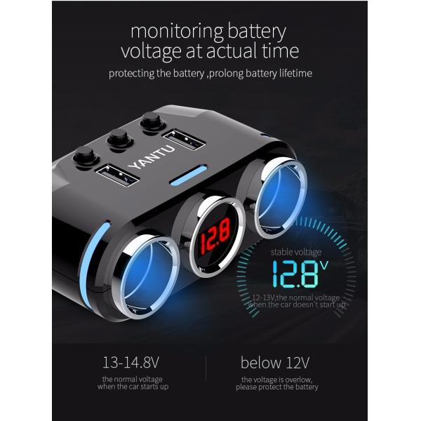 Quality Portable USB Cigarette Lighter Sockets for Phone and Mobile A4 100W Fast Car for sale
