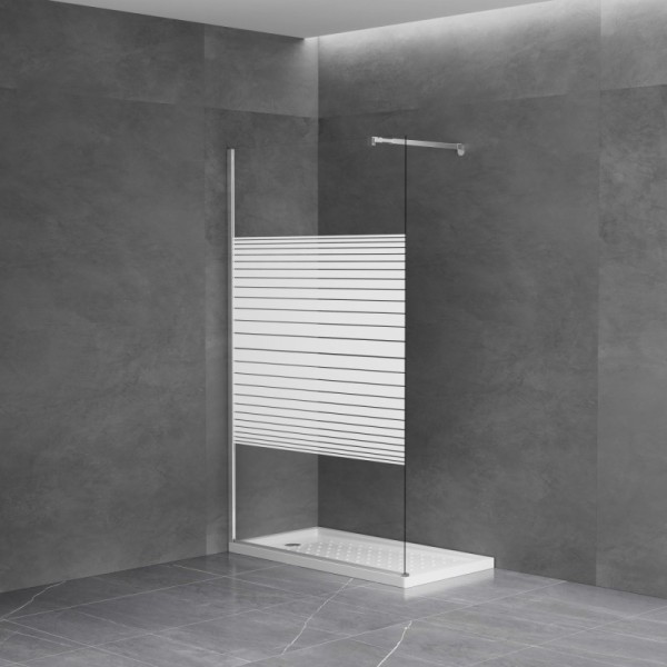 Quality Walk in Shower Wall Screen White Printed Tempered Glass 6-8mm Enclosure for Bathroom for sale