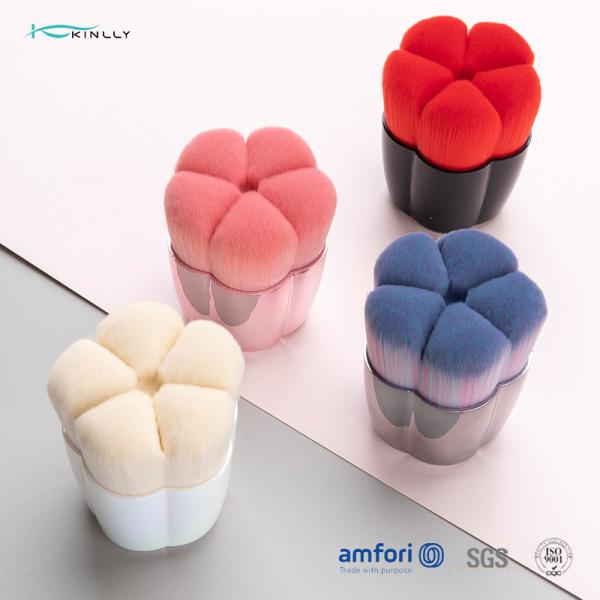 Quality Plastic Handle Flower Shape Kabuki Makeup Brushes For Face Cheek for sale