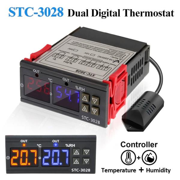 Quality STC-3028 AC 220V DC 12V-24V Digital Humidity Controller Dual Power Monitoring Device for sale