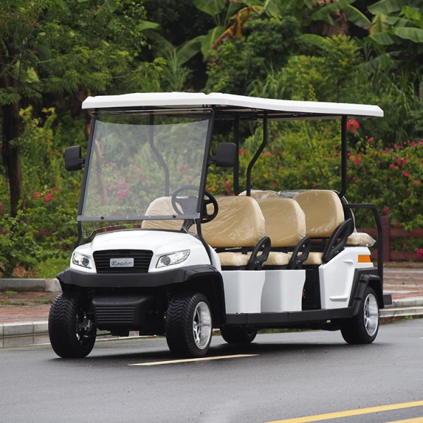 Quality EXCAR 8 Seater White Electric Sightseeing Car Tourist Bus With Onboard 17AH Charger,Suitable for City and Resort Areas for sale