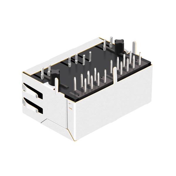 Quality JXR8-1001NL 1x2 Port 10/100 Base-T G/Y Led Ethernet Lan Port Network Jack RJ45 for sale