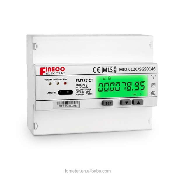 Quality EM737 10 100 A Digital Only Display Type MID 0120/SGS0146 3 Phase Electronic Energy Meter for sale