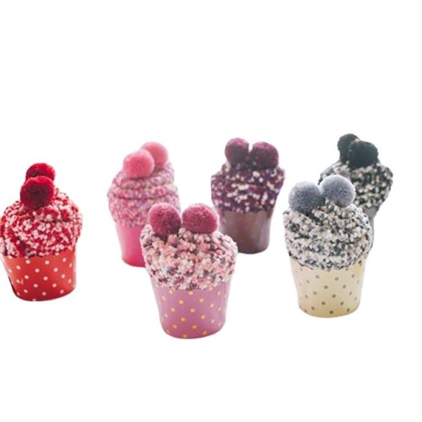 Quality Winter Coral Fleece Cup Cake Socks with Creative Accessory Ball Design and DOT Pattern for sale