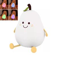Quality LED Smart Pear Fruit Night Light USB Rechargeable Dimming Silicone Table Lamp for sale
