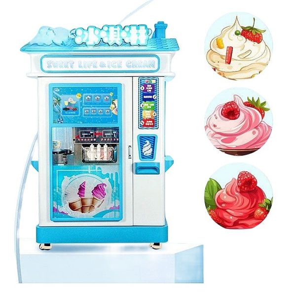 Quality Fully Automatic Three-Flavor Soft Ice Cream Machine with 280 Cup Capacity 2000w Power for sale