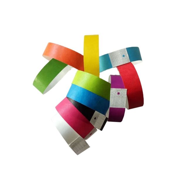 Quality DDJOY 3/4 inch Plain Solid Neon color Dupont Tyvek Wristbands for club and bar for sale