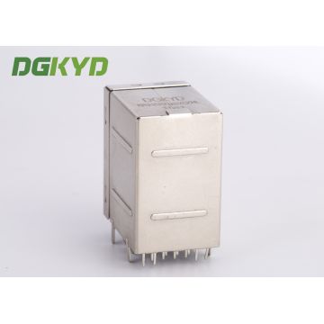 Quality Stacked RJ45 jack over dual deck USB Connector combo rj45 with 100Mb transformer for sale