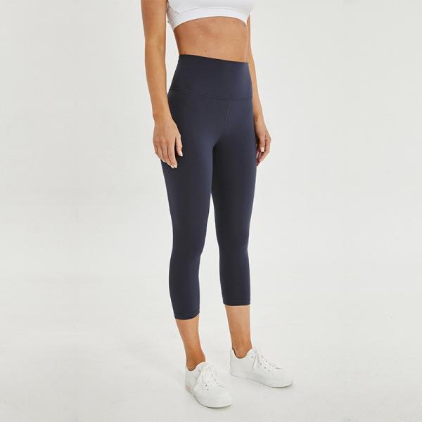 Quality Inside Pocket Gym Yoga Leggings , Plain Black Non See Through Leggings 220gsm for sale