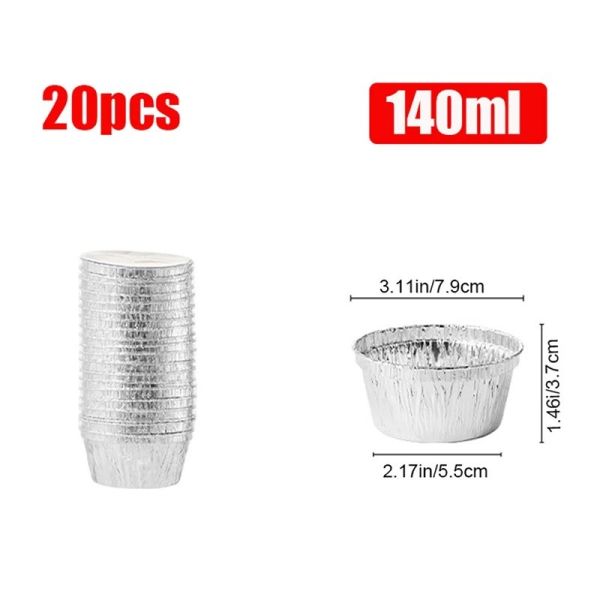 Quality 20Pcs Air Fryer Aluminum Foil Cake Cups for Baking Tin Steamer Mats and BBQ Food Tray for sale