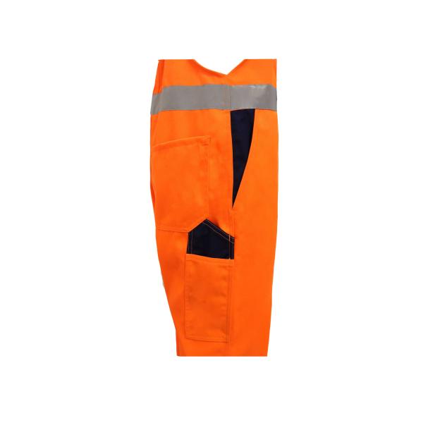 Quality Man 250GSM CVC Reflective Working Bib Overalls With Adjustable Braces Clasps for sale