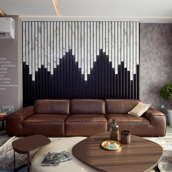 Quality Customized Living Room Leather Sofa Large Black Cow Sofa Italian Minimalist Style for sale