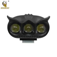 Quality 3 LED Owl Style Black Aluminum Casing Motorcycle LED HeadLight Spot Lamp for sale