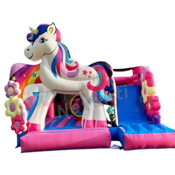 Quality 3D Design Kids Bounce House Jumping Castle with Slide and Unicorn Customizable for sale