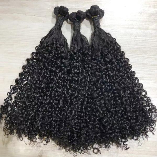 Quality 11A Double Weft Human Hair Extensions Pixie Curly Bundles With Lace Frontal for sale