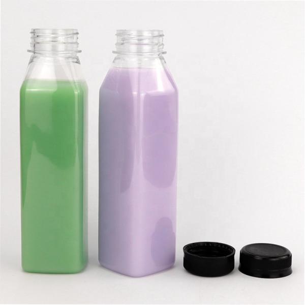 Quality 12oz Empty PET Plastic Juice Bottles With Screw Cap For Beverage for sale