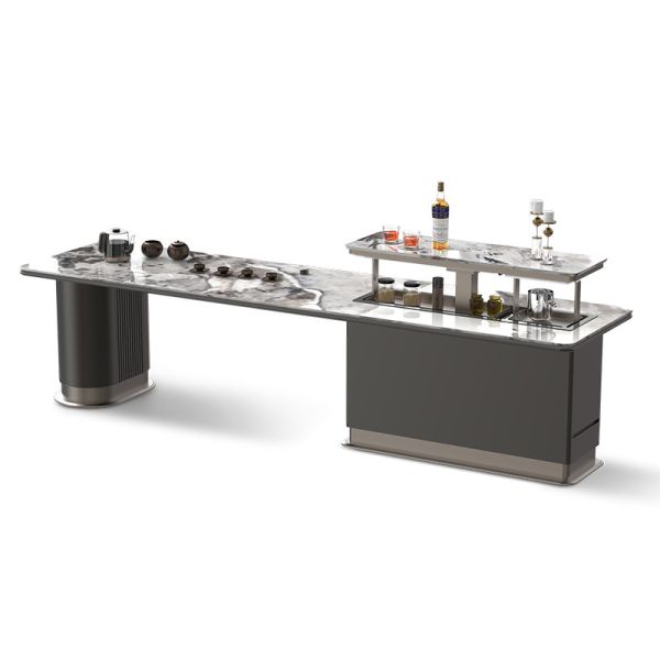 Quality Chinese Style Kung Fu Smart Tea Table Tea Bar with Lift Up Refrigerator Volume 150L for sale