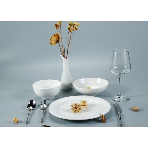Quality Stackable 18Pcs Ceramic Dining Set With Spot Emboss for sale