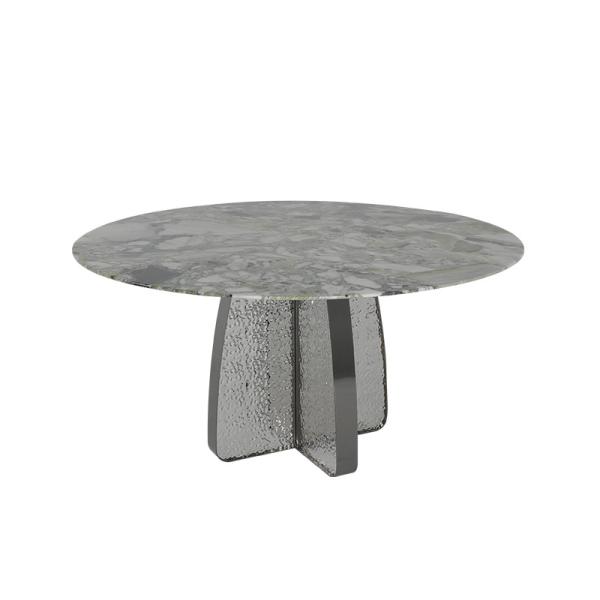 Quality Matte Grey Marble And Metal Dining Table Satin Finish Customized for sale