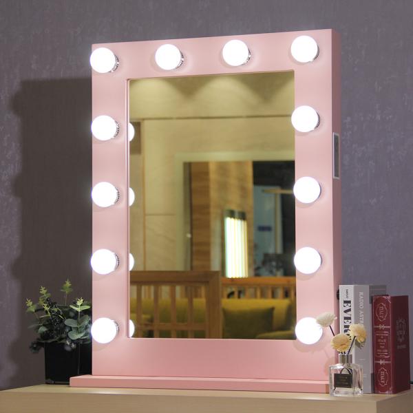 Quality Desktop Makeup Mirror With Lights Custom Hollywood Style Round Led Bathroom for sale