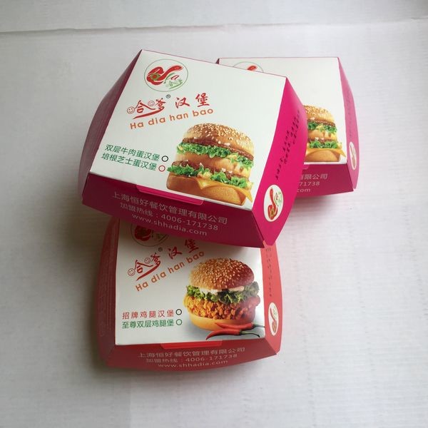 Quality Disposable Paper Takeaway Box Clamshell Pack Burger Packaging Box Restaurants for sale