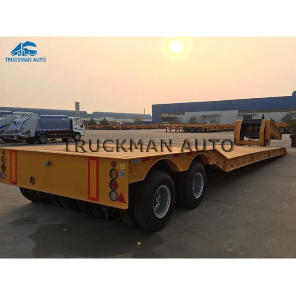 Quality 2 Axles Low Bed Semi Trailer 20-40 Tons Machine Loading Spring Steel Suspension for sale