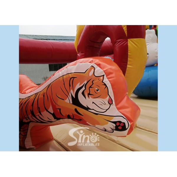 Quality Circus Clown Themed Inflatable Fun City Amusement Park With Slide Inside For for sale