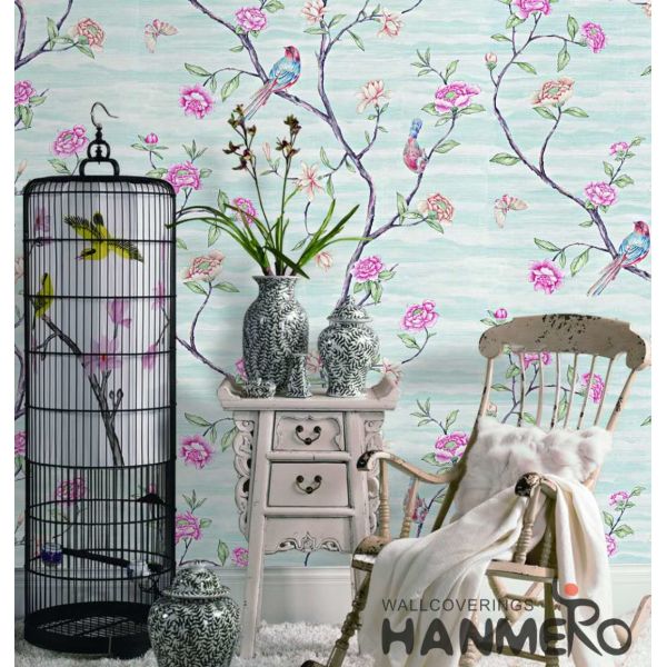 Quality Embossed Vinyl Wallpaper Flowers And Birds Soil Case Classic Style for sale