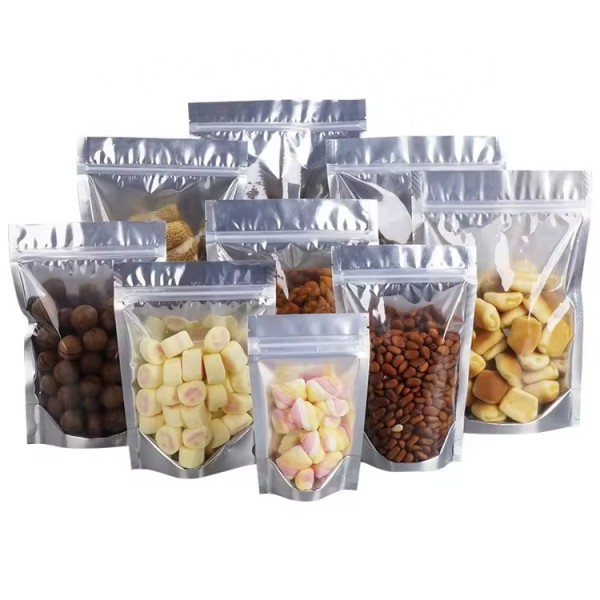 Quality Resealable Zipper Bag Aluminum Foil Food Packaging Ziplock Pouch Front Transparent Clear Yin-Yang Standup Bag Plastic Custom Bag for sale