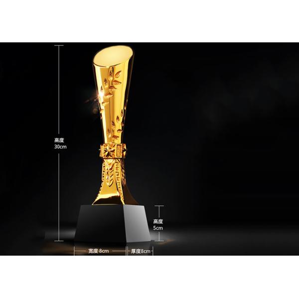 Quality Gold Plated Polyresin Trophy Cylinder Shape Year - End Bonus For Enterprise for sale