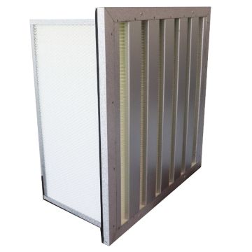 Quality H12/H13 V Bank Air Filter Galvanized Frame Mini Pleated Hepa Filter for sale