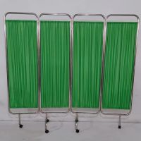 Quality 4 Panel Stainless Steel Medical Privacy Screen With Casters Portable Patient for sale