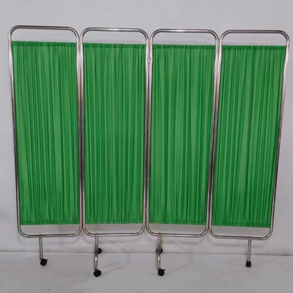 Quality 4 Panel Stainless Steel Medical Privacy Screen With Casters Portable Patient Room Divider for sale