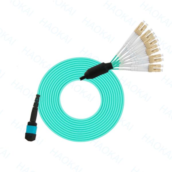 Quality MPO / MTP OM3 Optical Fiber Patch Cord MultimodeAssemblies For Data Centers for sale