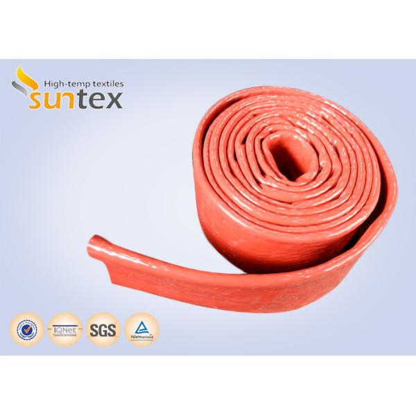 Quality 550C Heat Resistant Silicone Fiberglass Sleeve Insulation Cable Pipe Protection for sale