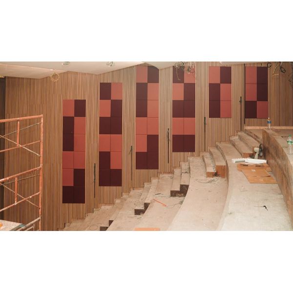 Quality Auditorium Slat Wooden Grooved Acoustic Panels Sound Absorption Building Material for sale