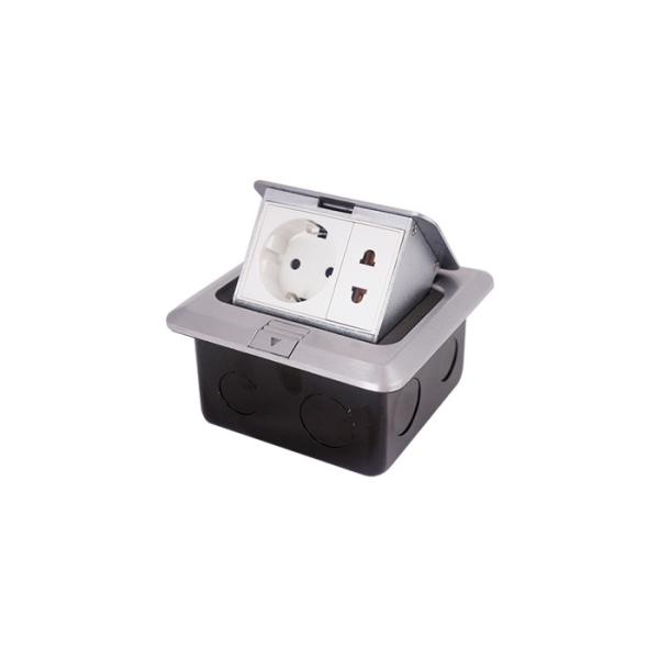 Quality Home / Office Floor Mounted Power Sockets Square Shape Drawnench Silver Color for sale