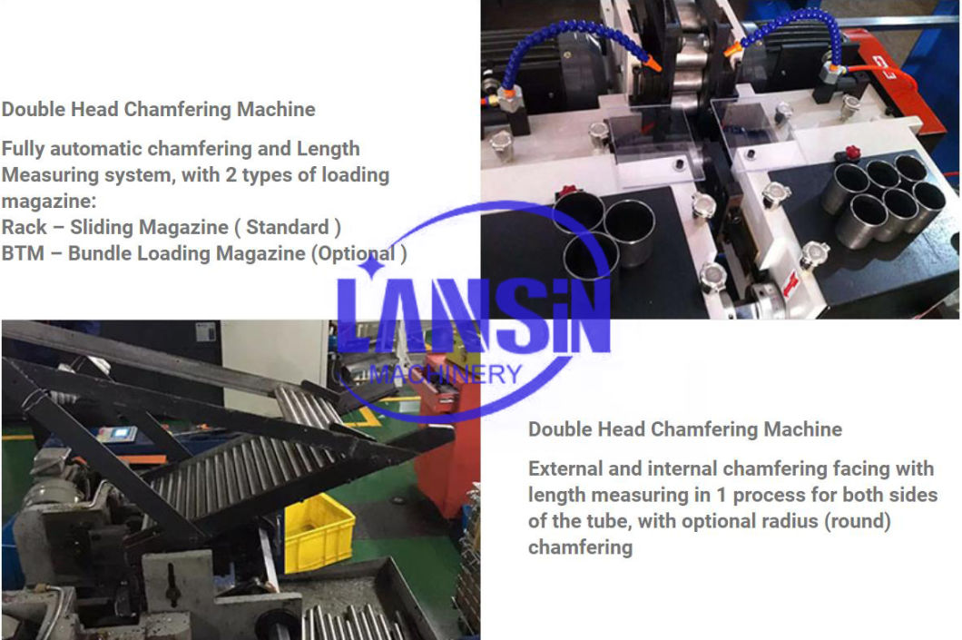 Steel Rods Solid Bar Chamfering Machine / Double Head Tube Chamfering Deburring Machine