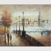 Quality Colorful Impressionist Painting Paris Street Landscape Palette Knife Jane Style for sale
