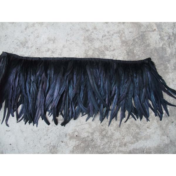 Quality Black Rooster Cock Coque Feather Trim With Satin Ribbon Tapes And Chicken for sale