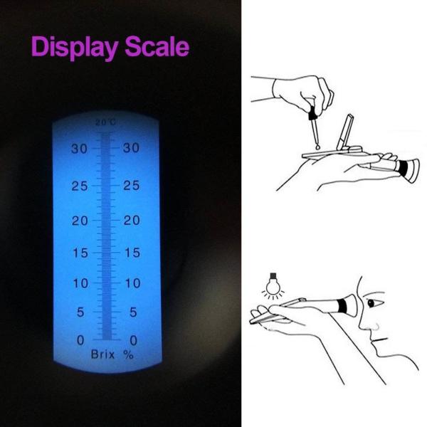 Quality Customized Handheld Refractometer Brix 0-32% for Measuring Sugar in Juice and for sale