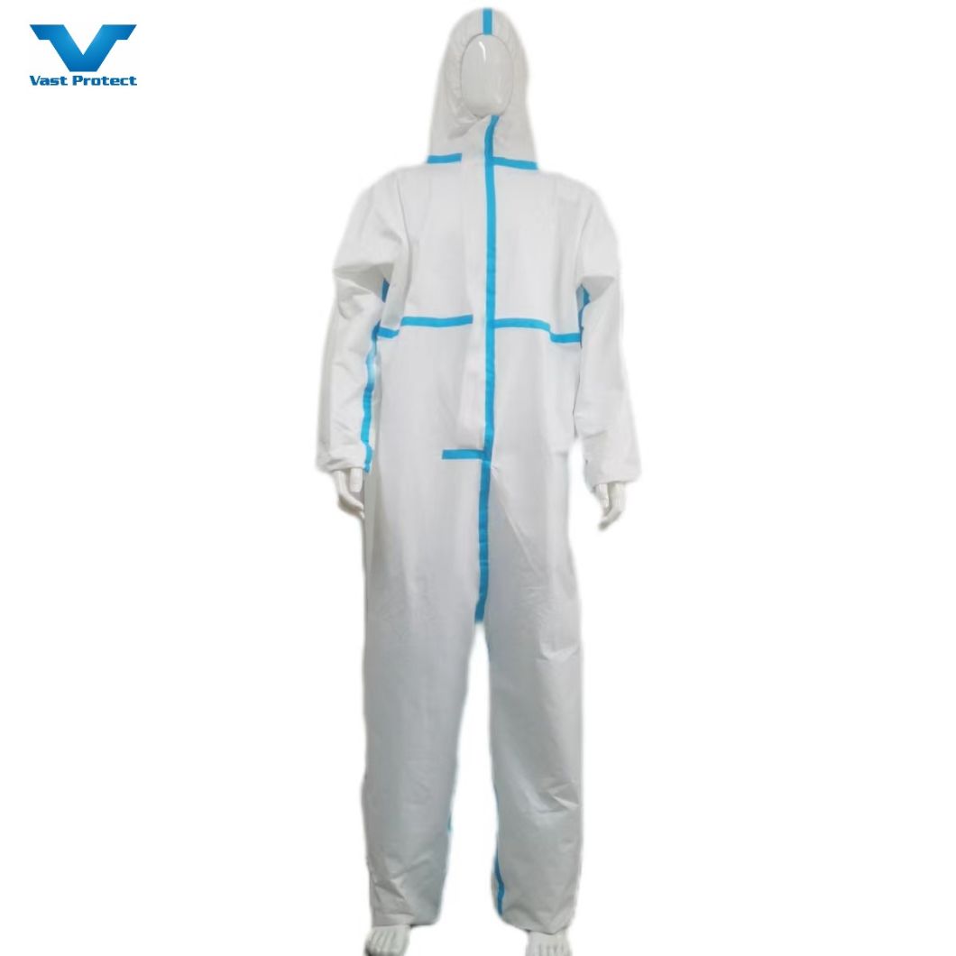 CE Type 4/5/6 Disposable Microporous White Protective Hooded Coverall