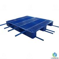 Quality Blue 3 Runners Heavy Duty Plastic Pallet Steel Block Style 1300*1100*160mm for sale