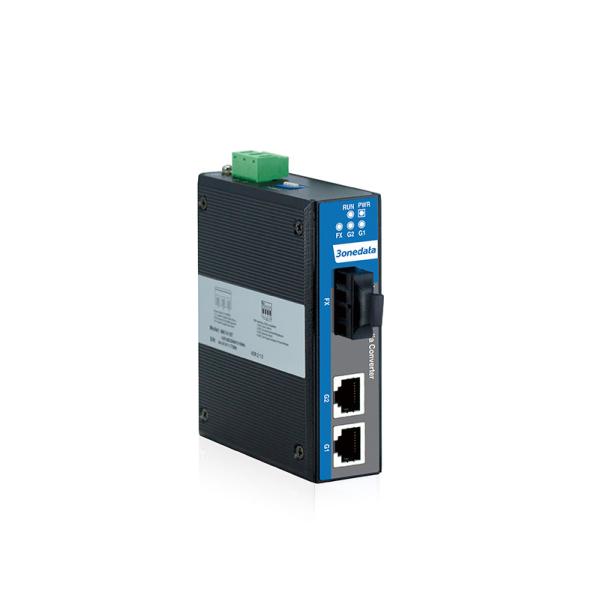 Quality 3-port gigabit unmanaged DIN-rail mounting industrial Ethernet media converter for sale