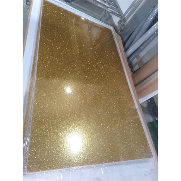 Quality 1/8 Inch Gold Glitter Acrylic PMMA Sheet 3mm Thin Clear Perspex Sheet for sale
