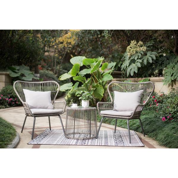 Quality Modern Design AJUNION 2 Seating Wicker Rattan Chair for Bistro Set Poolside Furniture for sale