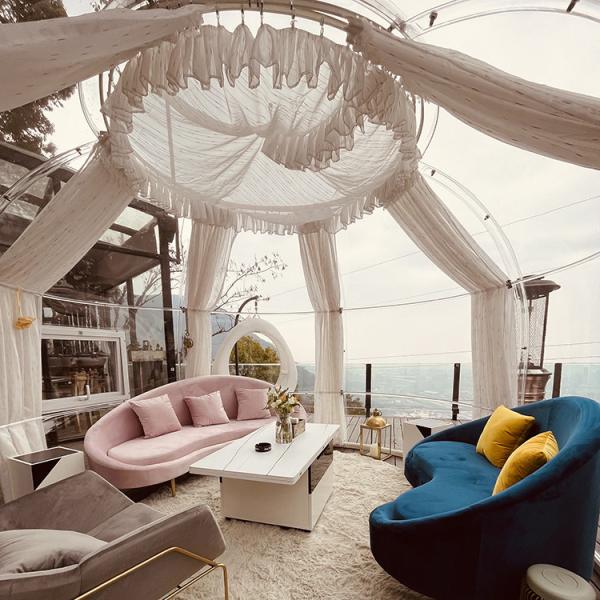 Quality Prefabricated Dome House Geodesic Sunroom with Curtains Dome Homes for sale