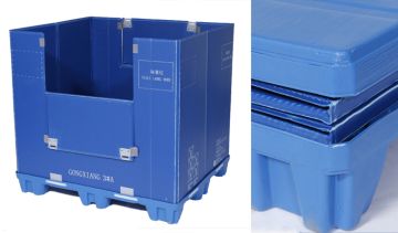 Pallet Box Sleeve Pack Container Foldable Low Weight Custom Height Loading Window