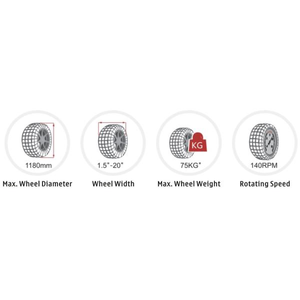 Quality Dia 1180mm 75kg Auto Wheel Balancer / Wheel Balancing Equipment for sale