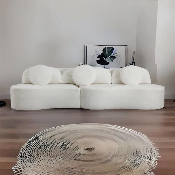 Quality Customized Boucle Fabric Sofa White Fabric Couch Set Home Luxury for sale